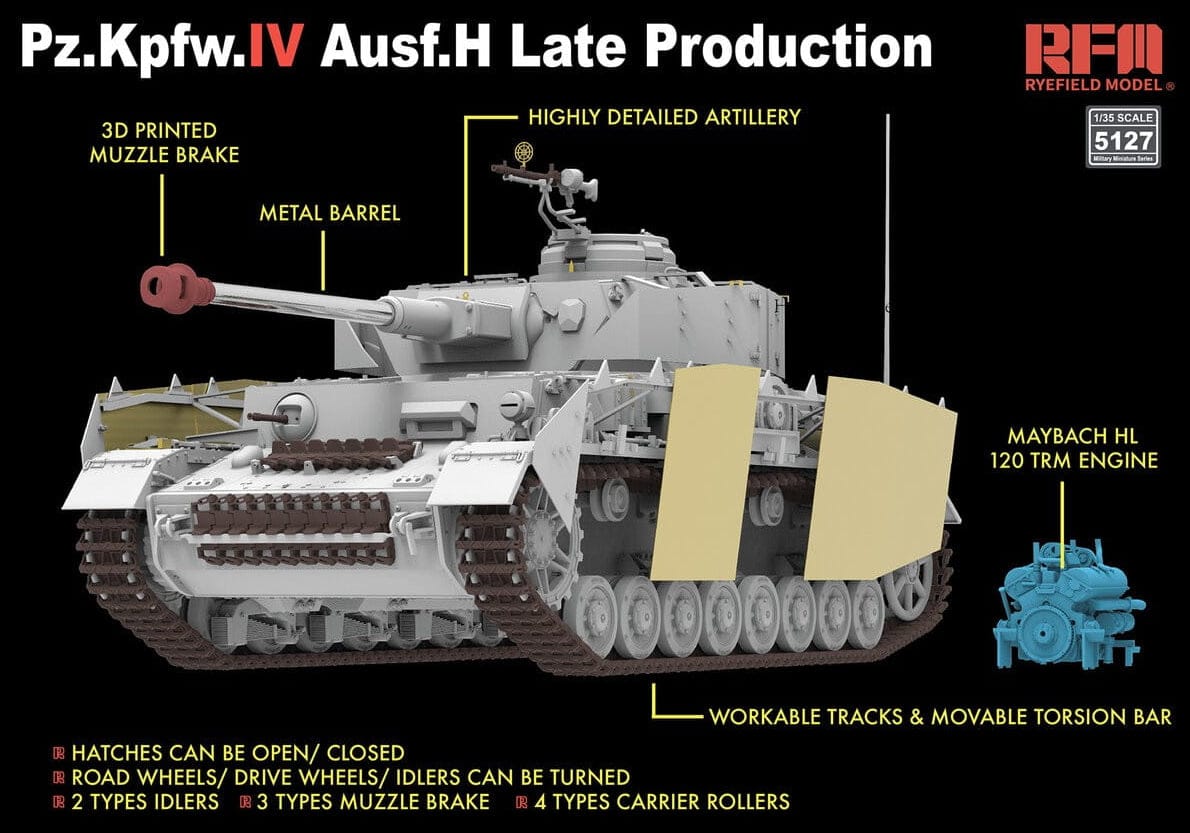 Rye Field Model 1/35 scale Pz.Kpfw. IV Ausf. H (late) medium tank ...