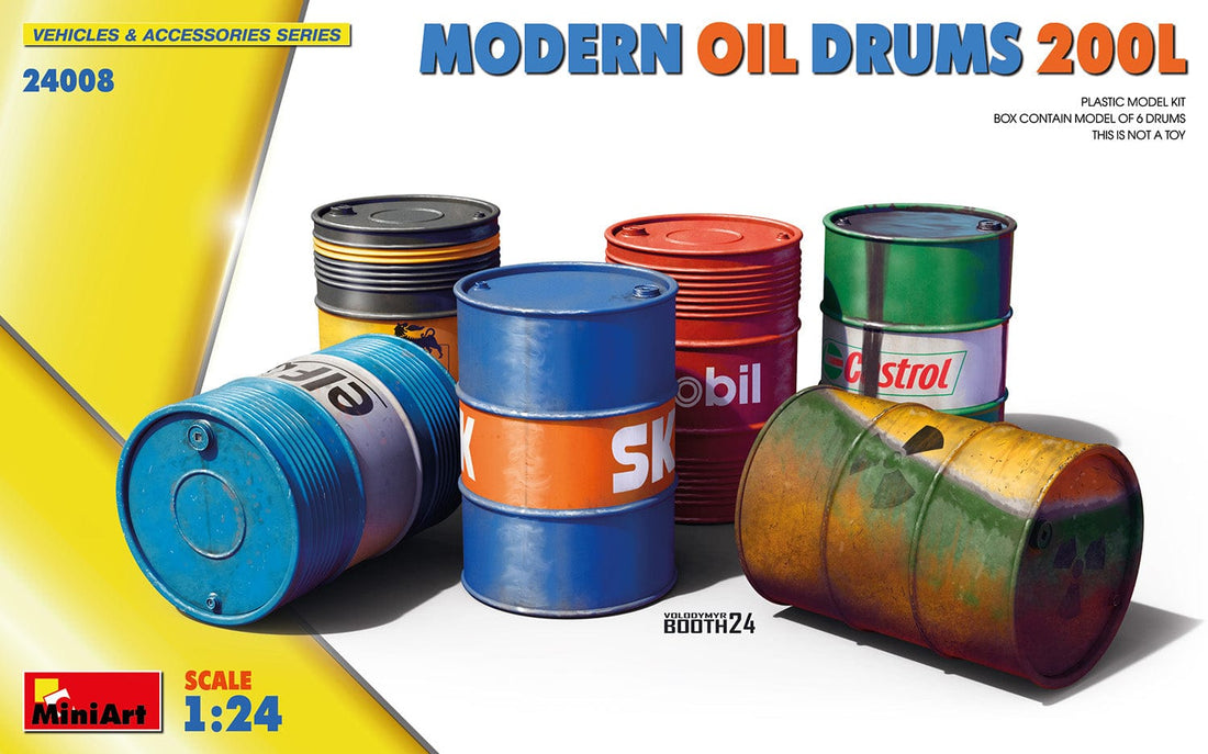 Miniart 1/24 scale 200l Oil Drums (Modern) containers plastic model kit ...