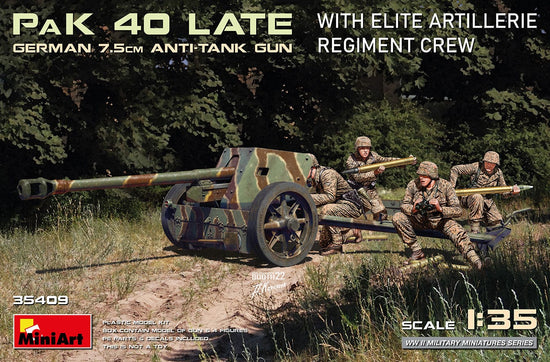 Miniart 1/35 scale 7.5cm PaK 40 (late) with Elite Crew anti-tank gun ...