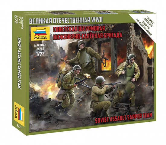 Zvezda 1/72 scale Soviet Assault Sapper Team engineer soldiers plastic ...